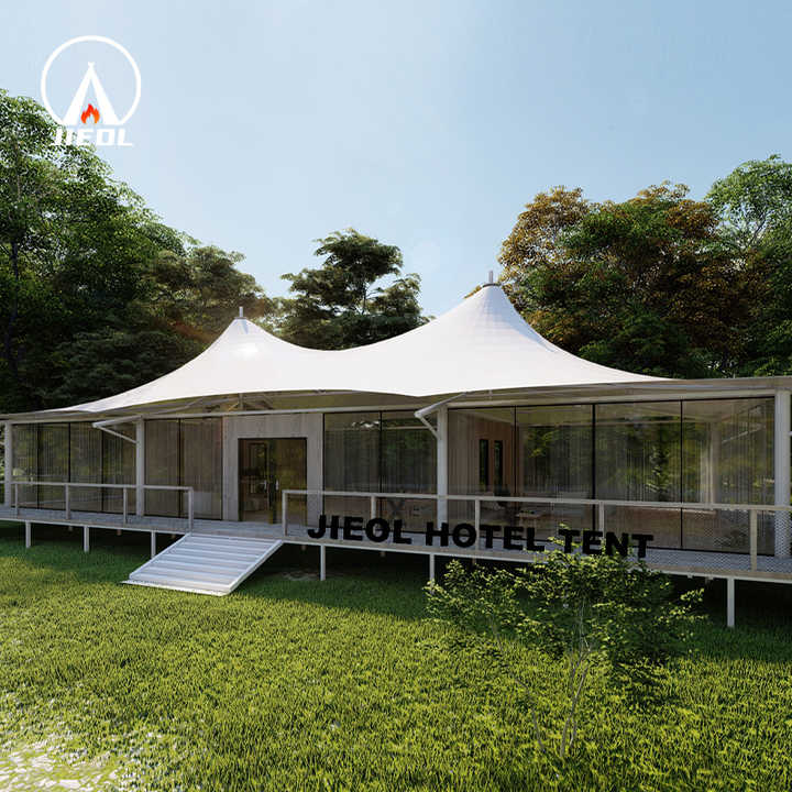45 Sqm Outdoor Luxury Waterproof Canvas Two Story Glamping Tents Houses ...