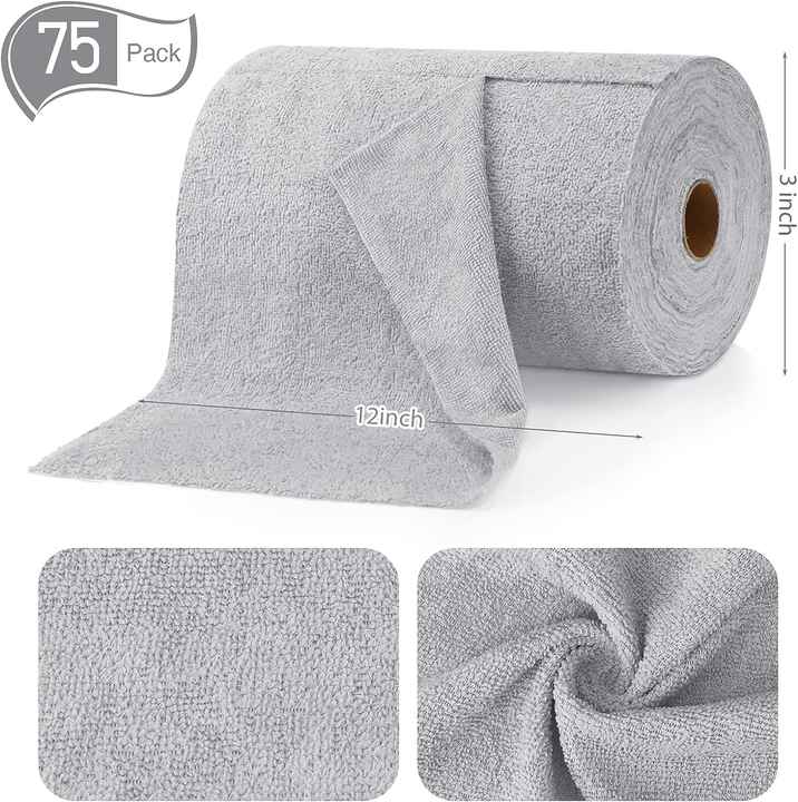 Microfiber Towel Roll - 75pcs Reusable Cleaning Cloths