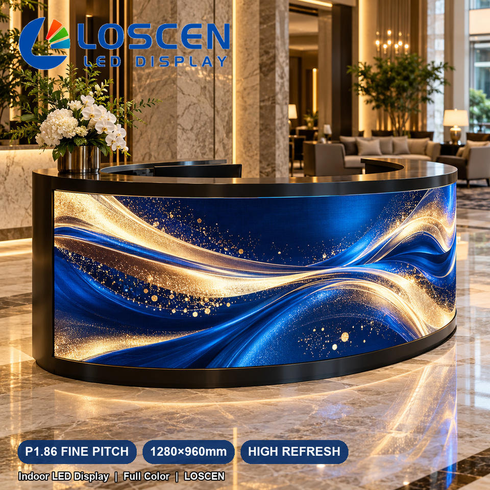 P1.86 Curved LED Retail Promotion Counter 1280x960mm Full Color Store ...