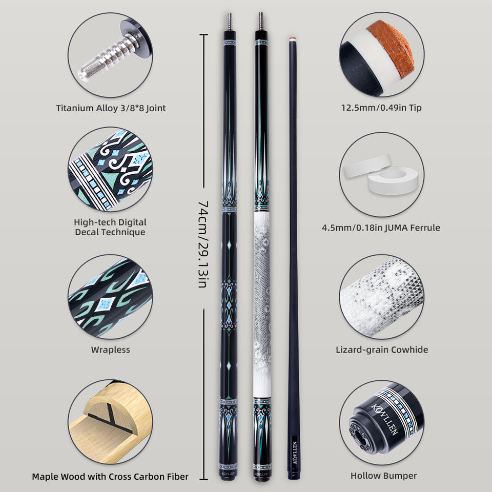 Pro-grade Carbon Fiber 2-piece Pool Cue With Stainless Steel Joint