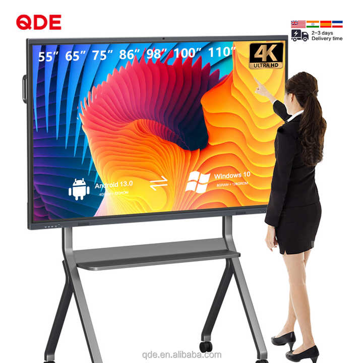 QDE 65" 75" 86" Camera Mic IFPD Smart Interactive Board Touch Screen ...