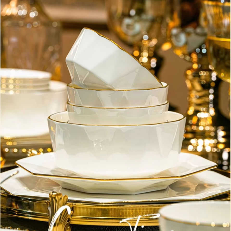 Plant Pattern Disposable Bone China Dinnerware Set Breakfast & Dinner ...