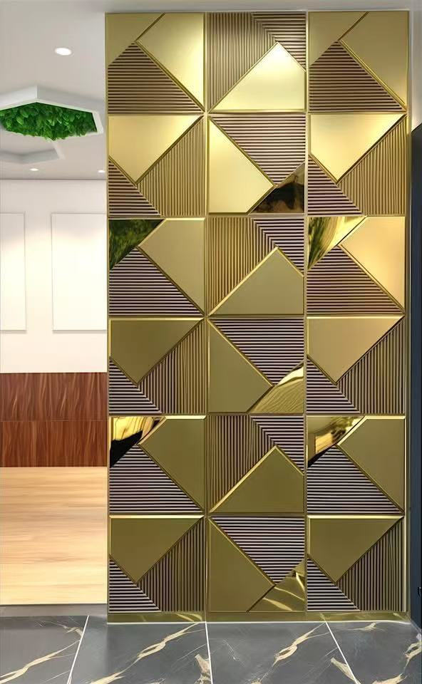 3D PVC Wall Panels with Mirror-Looking Decorative Tiles