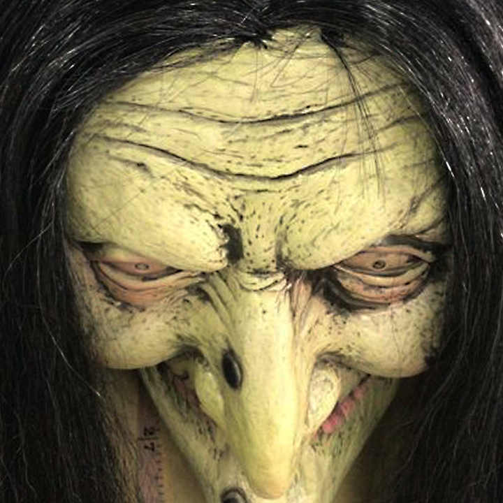 Halloween Old Woman Witch Mask Creepy Scray Green Witch Halloween Mask ...