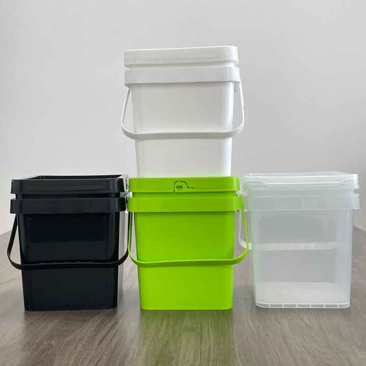 Clear and Color square Plastic Pail Bucket with Plastic Handle 300ML ...