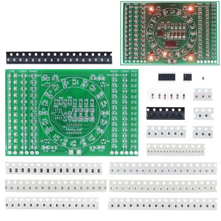 Smd Ne555 Cd4017 Rotating Flashing Led Components Soldering Practice ...