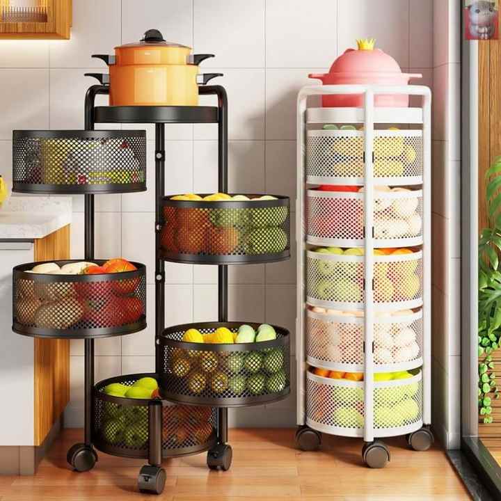Mobile Rotating Shelving Kitchen Stainless Steel Storage Shelving ...