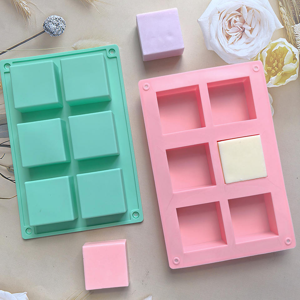 6 Cavity Soap Mold Square Silicone Mold for Making Soaps Rectangle DIY ...