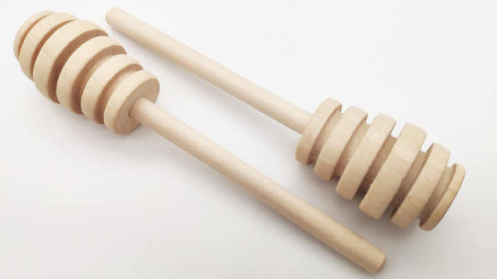 Natural Solid Wood Honey Dipper Honey Dispenser Spoon Stick Honey ...