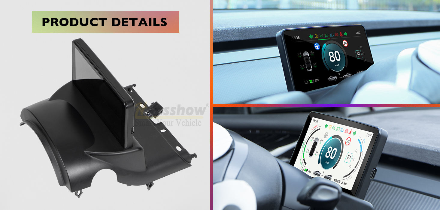 Hansshow Model 3/Y New 5.16" Mini Screen Dashboard Display for Tesla ...