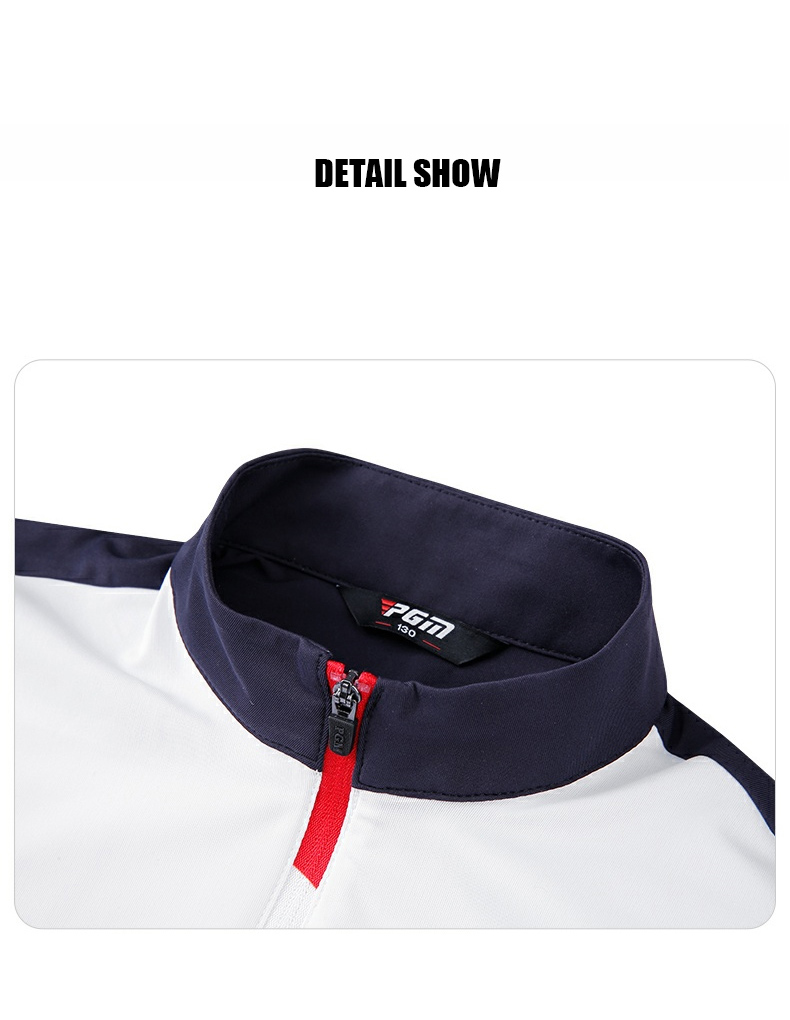 PGM YF601 breathable kids clothing golf t-shirts zip sun protection ...