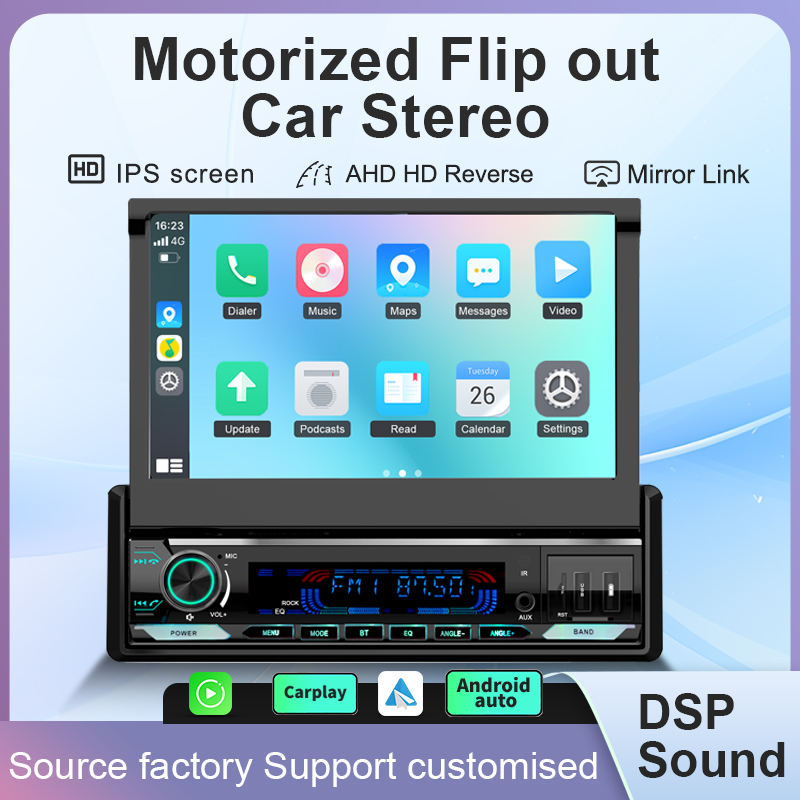 SEMAITU Single Din Motorized Flip Out Touchscreen Car Radio with ...