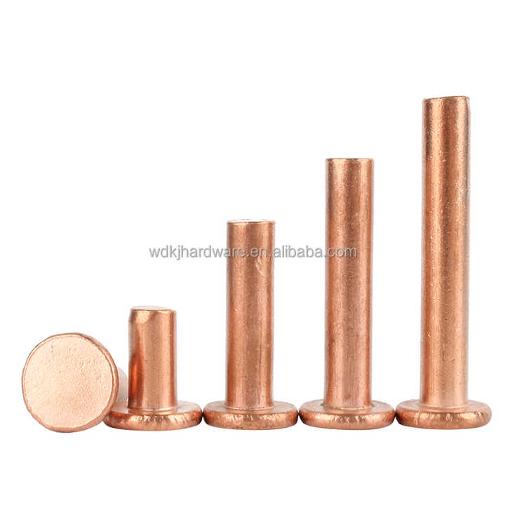 Red Copper Flat Head Solid Rivets GB109 Flat Cap Copper Rivets Hand Striking Type Rivets M1 ...