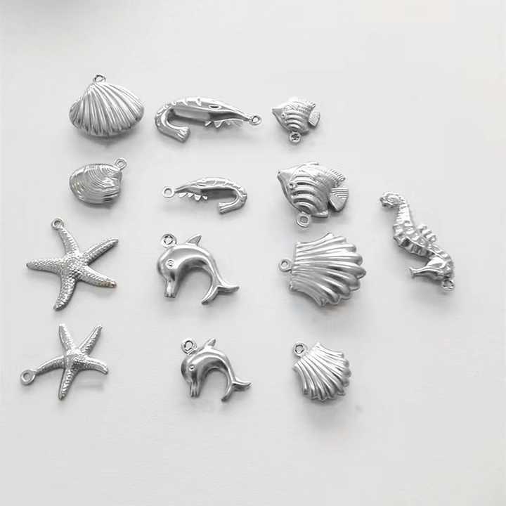 Waterproof 18K Gold Beach Mermaid Fish Shell Starfish Pendant