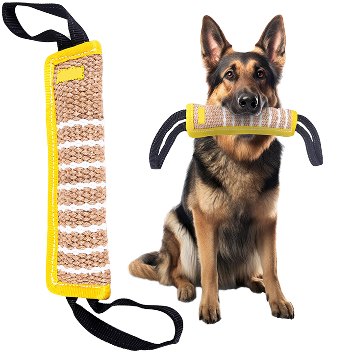 Heavy-Duty Jute Dog Tug Toy Tear-Resistant Bite Training Stick K9/Pet ...