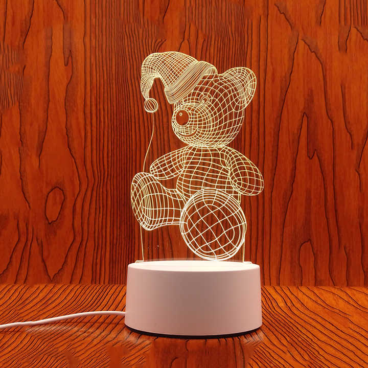Bear Acrylic 3D Led Table Lamps Custom Desk Astronaut Warm Light Lamp ...