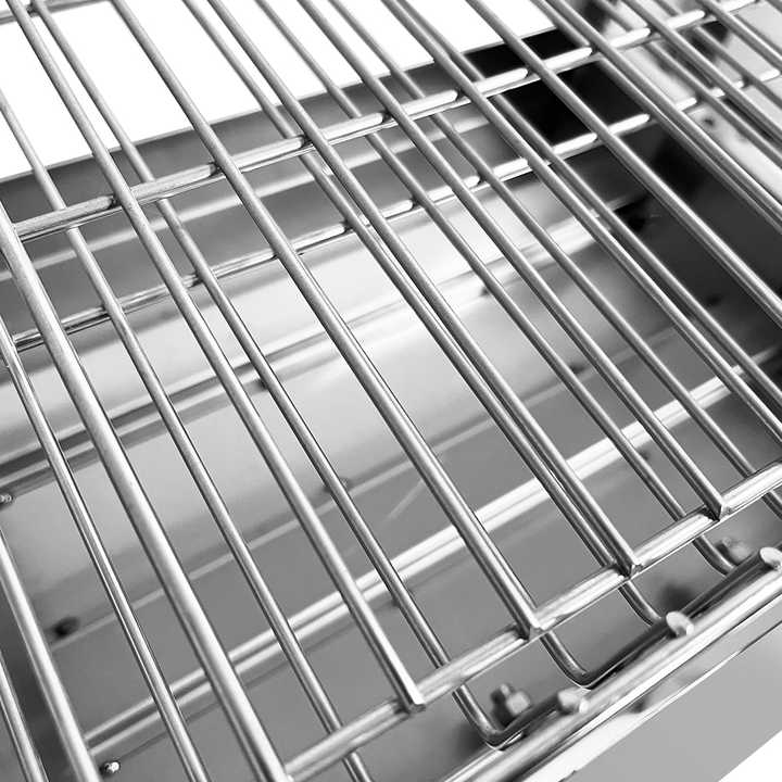 Stainless Steel Rotating Grill - Adjustable Tray BBQ Charcoal