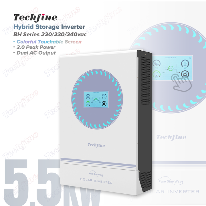 Touchable Screen 5kw 5.5KW 5000w 5500w Dual AC Output Hybrid Solar ...