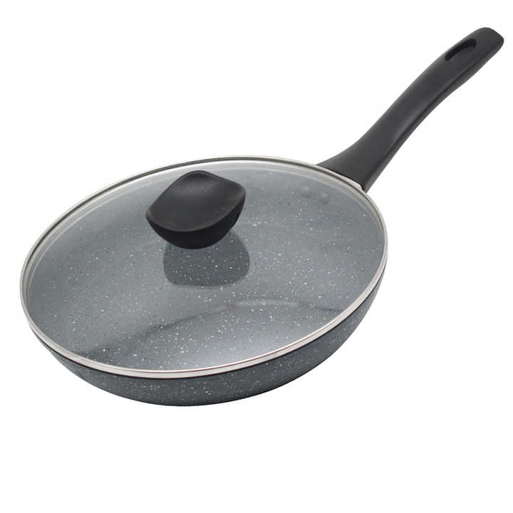 customized aluminum non stick frying pan with lid nonstick marble ...