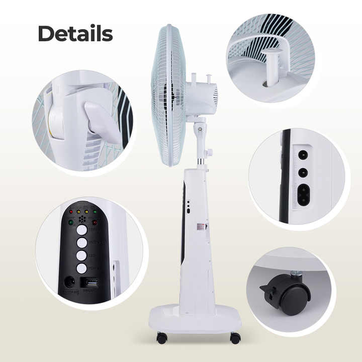 WINNING STAR ST-4208 Pedestal Fan - 18 Inch Solar Stand Fan