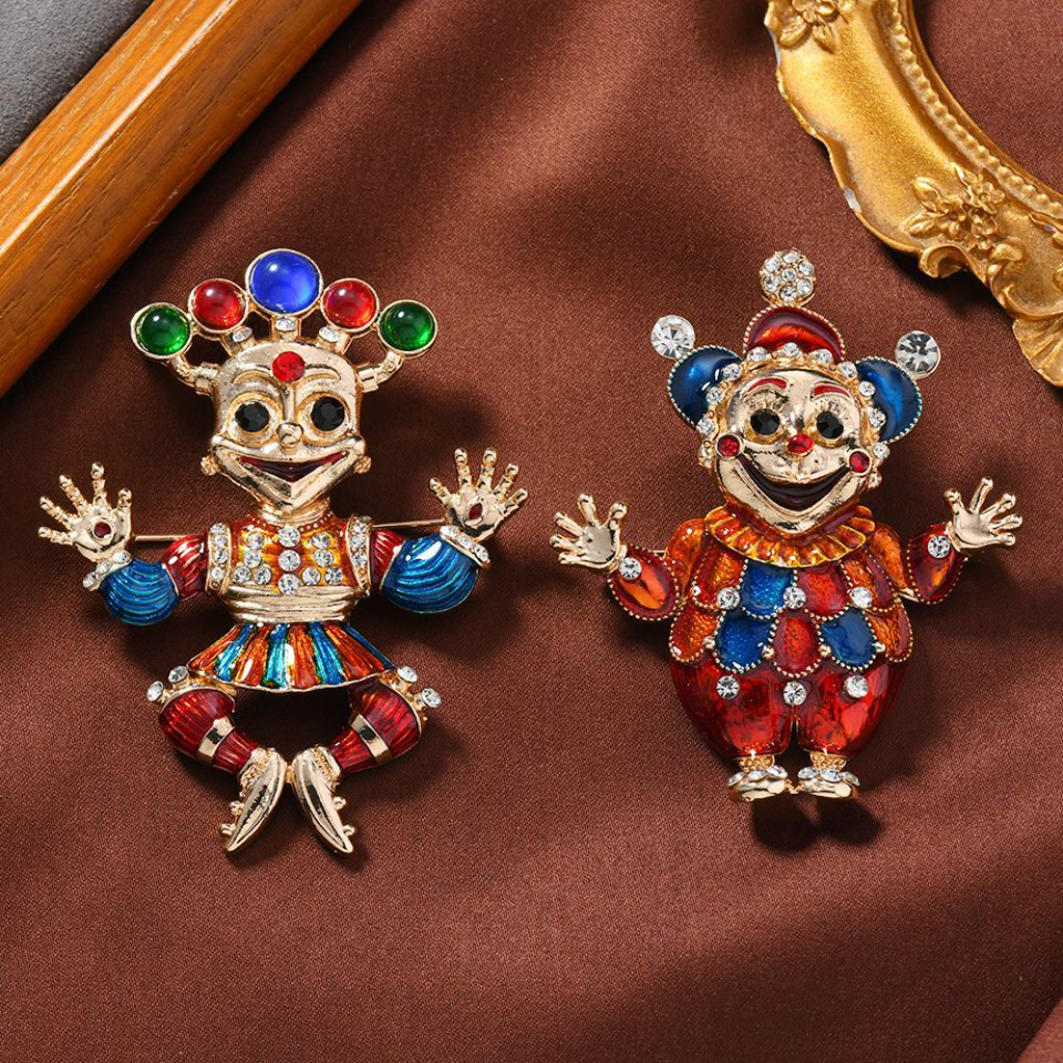2026 Retro Enamel Clown Brooch Women's Fashion Jewelry Rhinestone ...