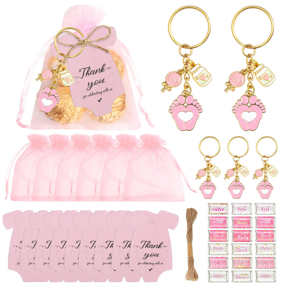 Cute Baby Foot Milk Bottle Keychain Baby Shower Favors Newborn Birthday ...