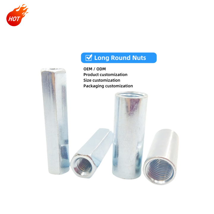 M6 M8 M10 Zinc-Plated Carbon Steel Long Coupling Nuts Cylindrical ...