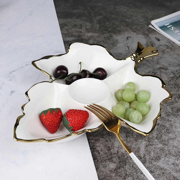 Custom Decor Tableware Unique Leaf Shaped Dessert Plates Serving Dish ...