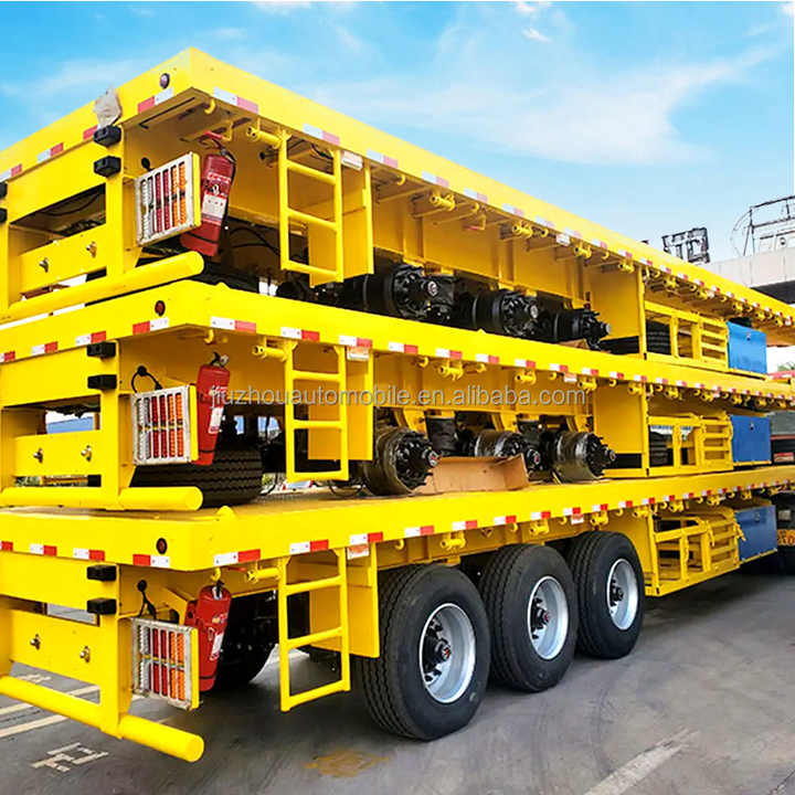 JOZOTG 2/3/4 Axles Flatbed Container Transport Truck Flat Bed Semi Trailer 20ft 45ft 40ft ...