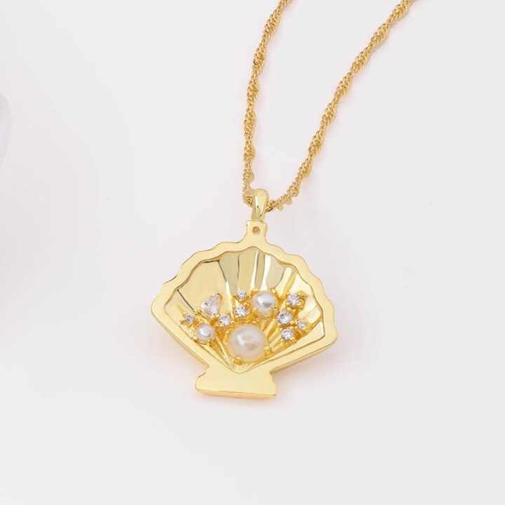 Gemnel Ocean Shell Freshwater Pearls Necklace 925 Sterling Silver CZ ...