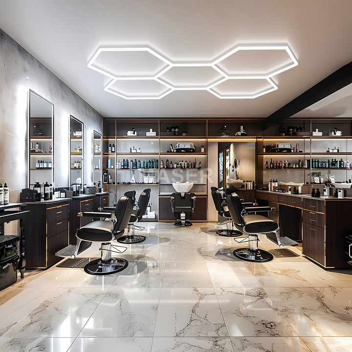 Dimmable 3CCT Hexagonal Barber LED Work Light AC Powered 5 Grid System ...
