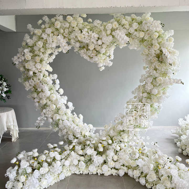 Customized Wedding Heart Shape White Flower Arch with Stand Proposal ...