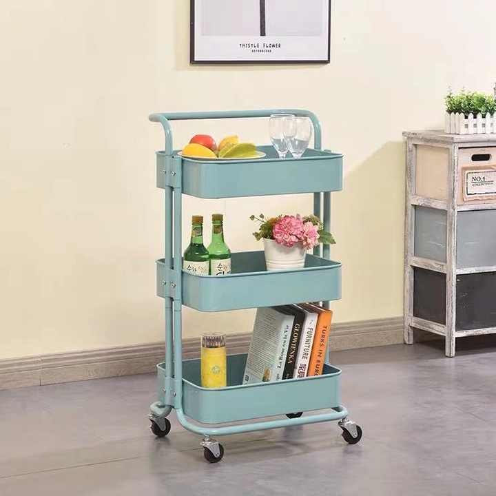 Modern Multi Colorful 3-layer Trolley with Wheels Bathroom Sewing Shelf ...