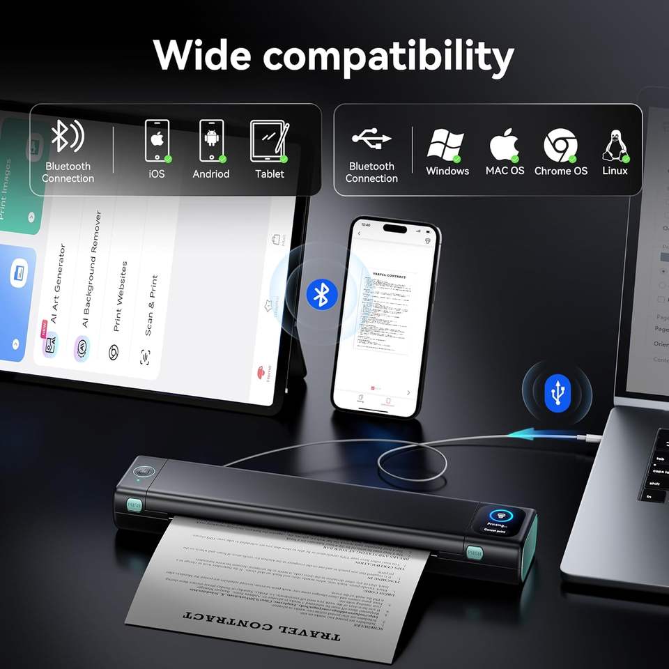 Phomemo Touchscreen Printer M08D A4 Portable Thermal Printer Wireless ...