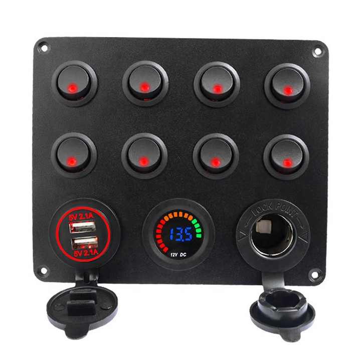 8 Port Boat Button Rocker Switch Dual USB Car Charger Combination Panel ...