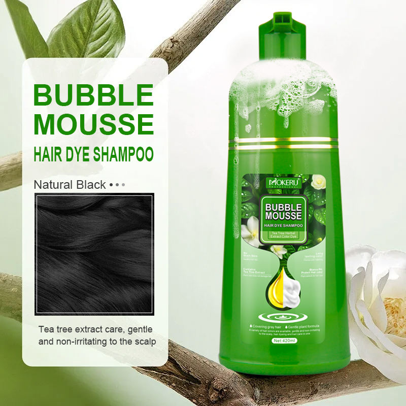 For 500ml Bubble Mousse Hair Dye Shampoo Premium Grade Herbal 100% Gray ...