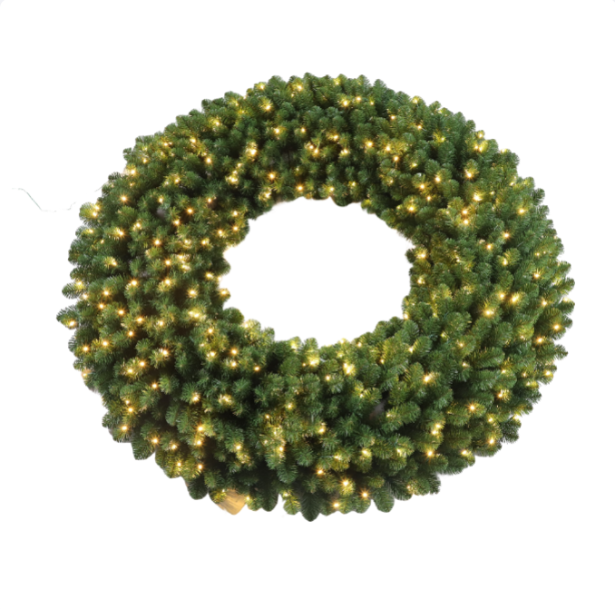 2026 Fireproof 150CM Prelit Warm LED Christmas Large Wreath Holiday ...