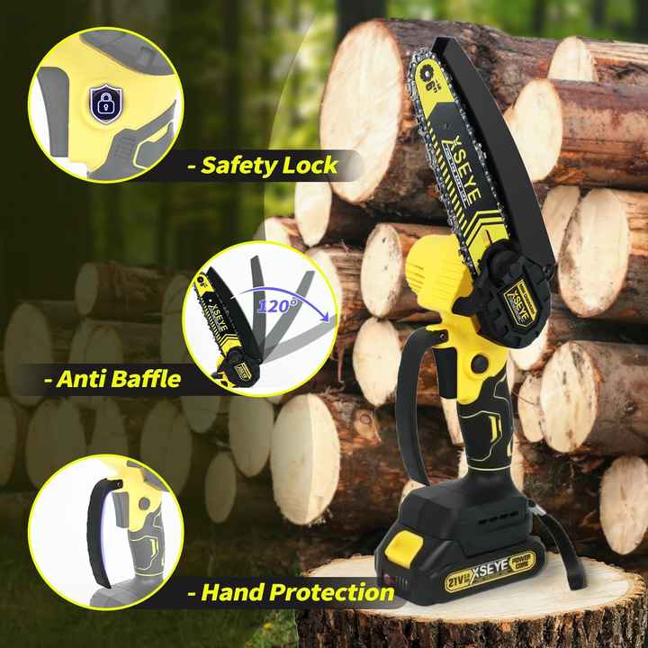 Mini chain saw battery powered With security lock function ...