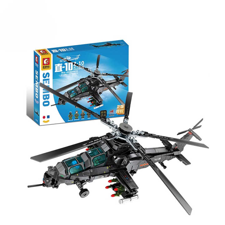 Sembo Helicopter Warfare Soldier Series Plane Model Bricks