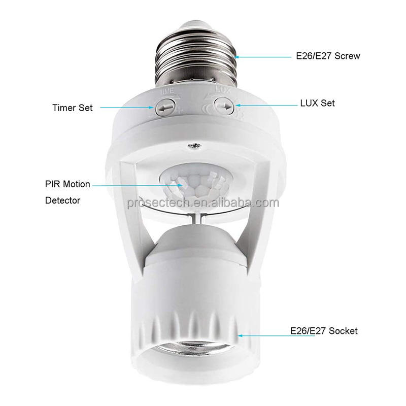 Motion Sensor Light Socket PIR Motion Sensor Lamp Holder E26 Screw Lamp ...