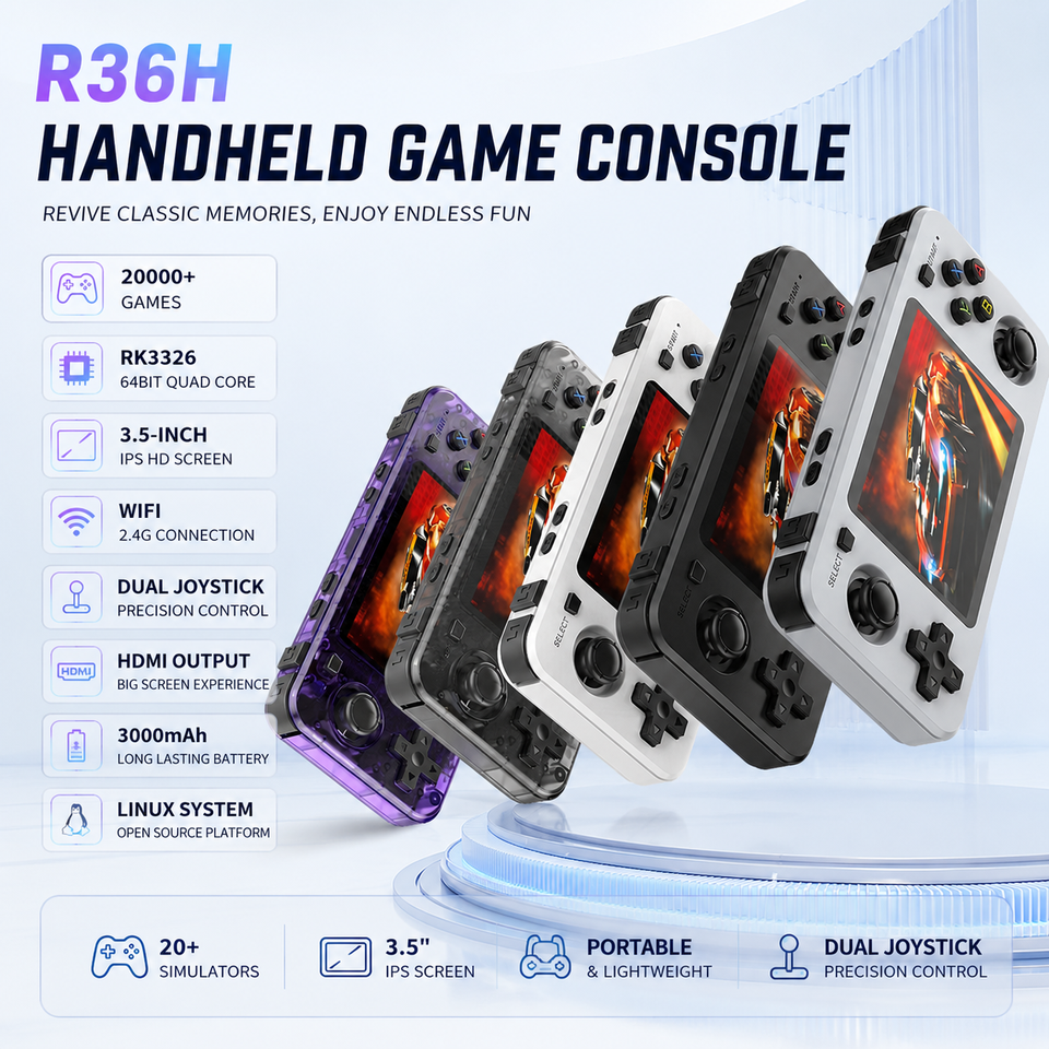 3.5 Inch R36H Handheld Game Console Retro Video Game Console RK3326 ...