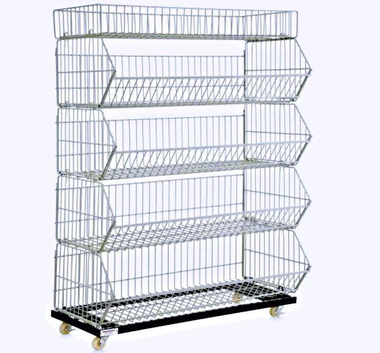 Supermarket Shelves Metal Wire Stacking Basket Wire Bins Display ...