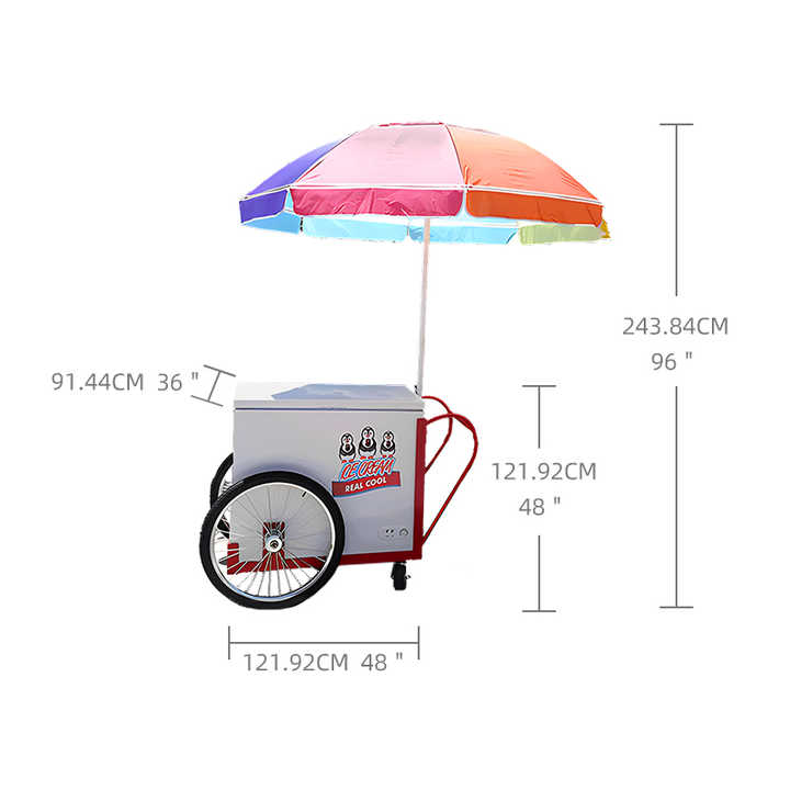Freshnow Mobile Italian Ice Cream Hand Push Cart With Display Freezer ...
