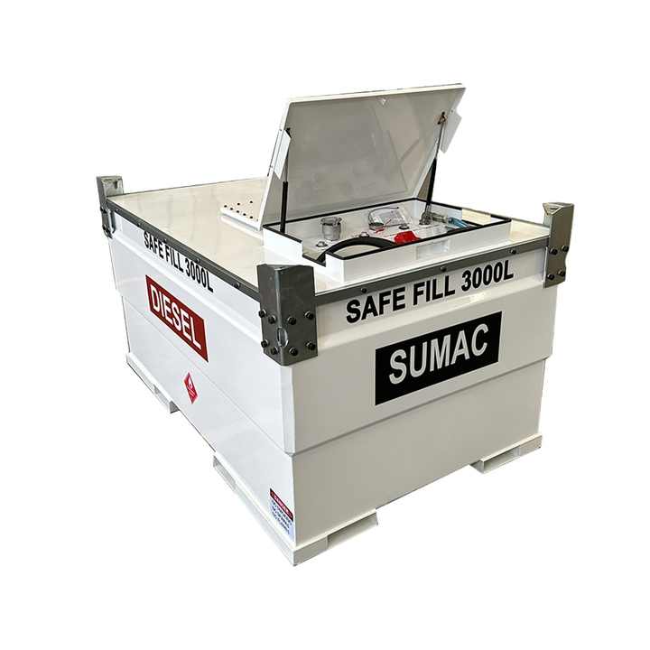 SUMAC IBC Fuel Tank 3000L Double-Wall, Electric Pump with Hose, for ...