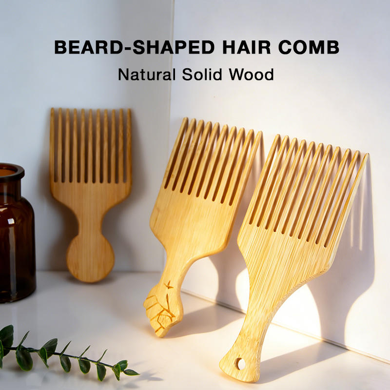 Natural Bamboo Afro Pick Comb Anti-Static Hair Lift Teasing Comb for ...