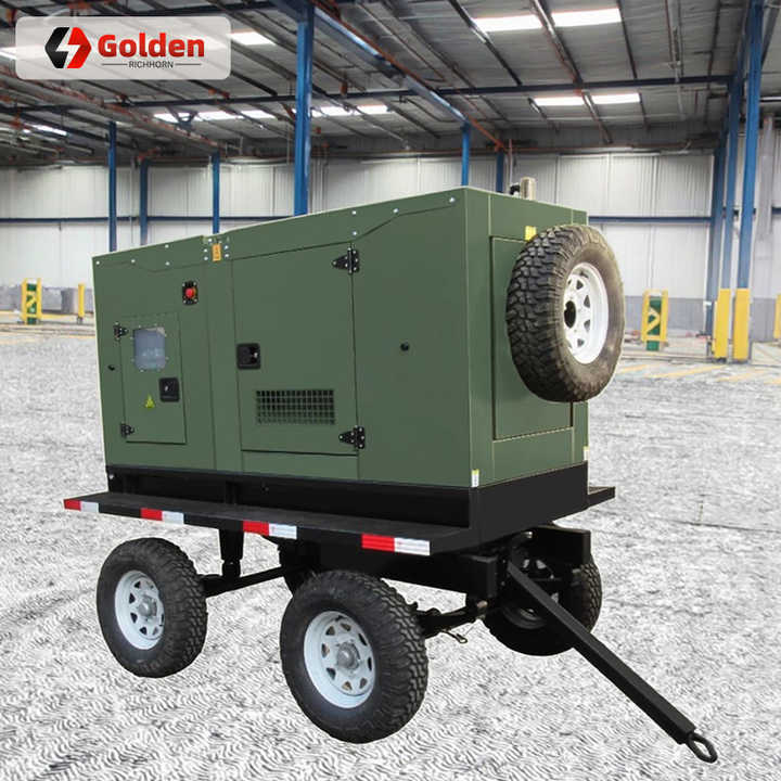 110V 240V 380VSilent Trailer Mounted Diesel Generator Set Open Frame ...