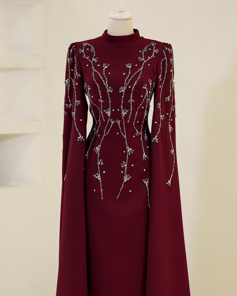 Red Elegant Eid Dress 2026 Temperament Bead Hand Embroidered Fashion ...