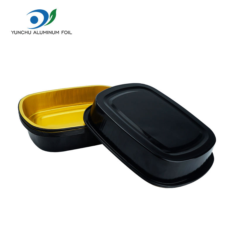 2100ML/74oz Rich Black Gold Disposable Aluminum Foil Baking Pan Food ...