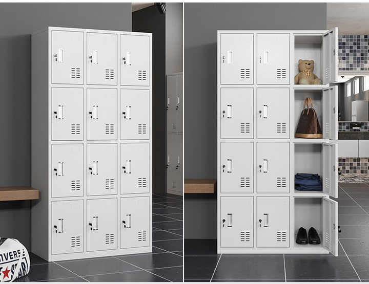 Steel Locker Cabinet 12 Door Clothes Wardrobe Metal Storage Cupboard ...
