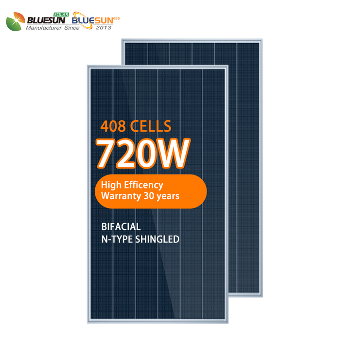For Bluesun New 720W Bifacial Solar Panel N-Type Shingled Solar Module ...